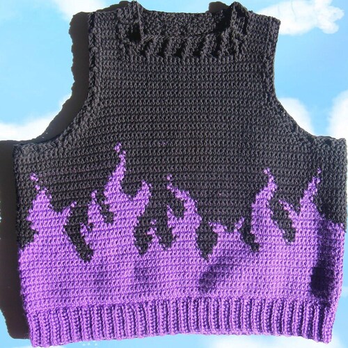 Flame Sweater Vest Crochet PATTERN size Adjustable | Etsy