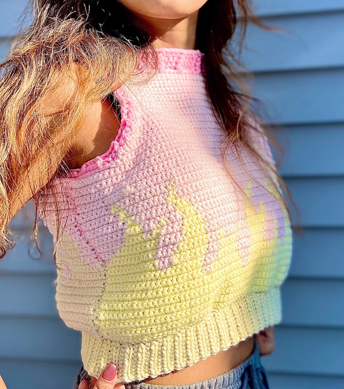 Flame Sweater Vest Crochet PATTERN size Adjustable - Etsy