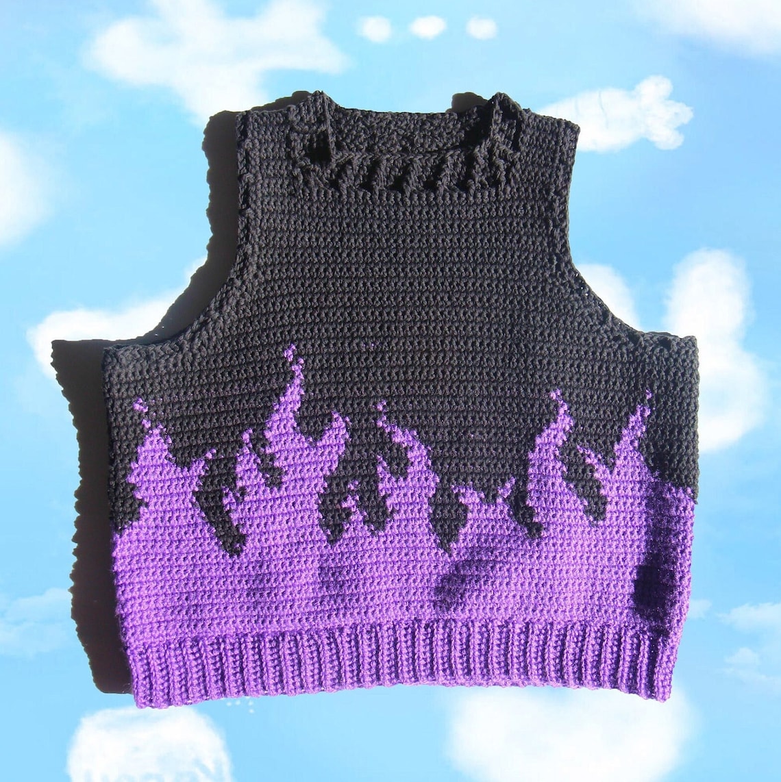 Flame Sweater Vest Crochet PATTERN size Adjustable - Etsy