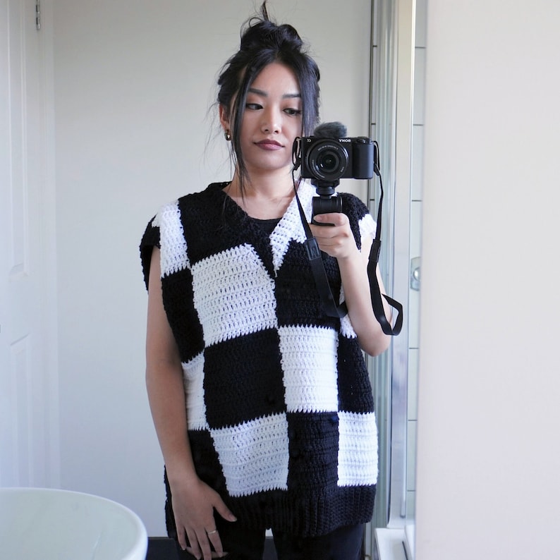 Checkered Vest Oversized CROCHET PATTERN (wednesday Inspired) - Etsy ...