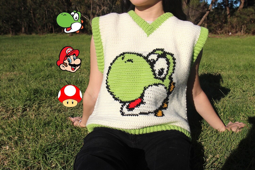 Crochet Yoshi + Mario + Toad Vest (3 in 1) - Etsy