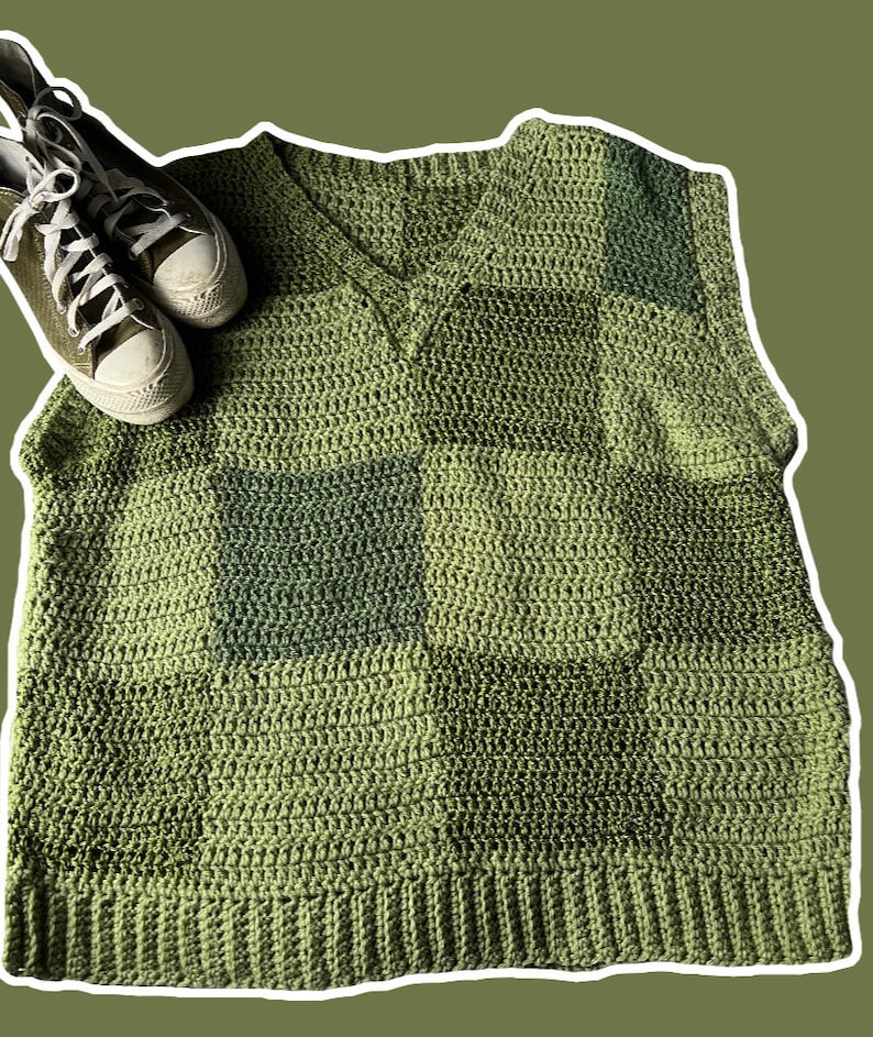 Checkered Vest Oversized CROCHET PATTERN wednesday Inspired - Etsy