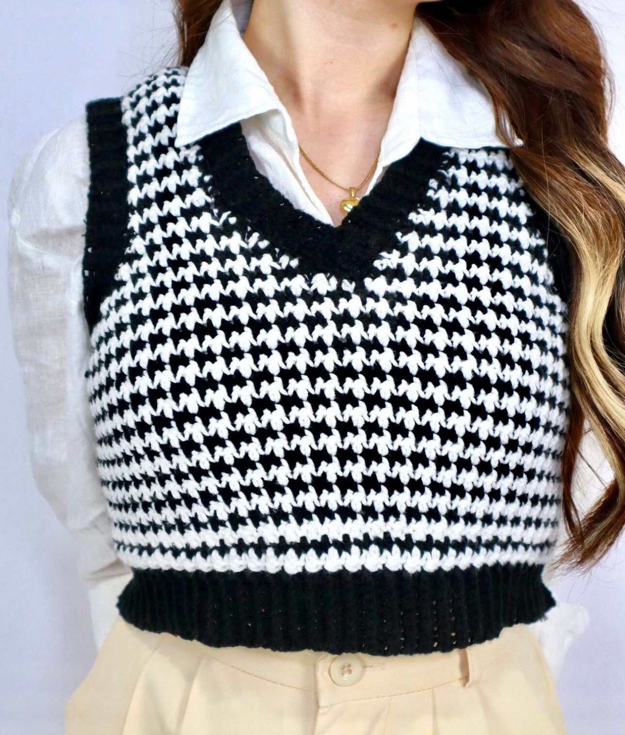 Houndstooth Vest Crochet Pattern - Etsy