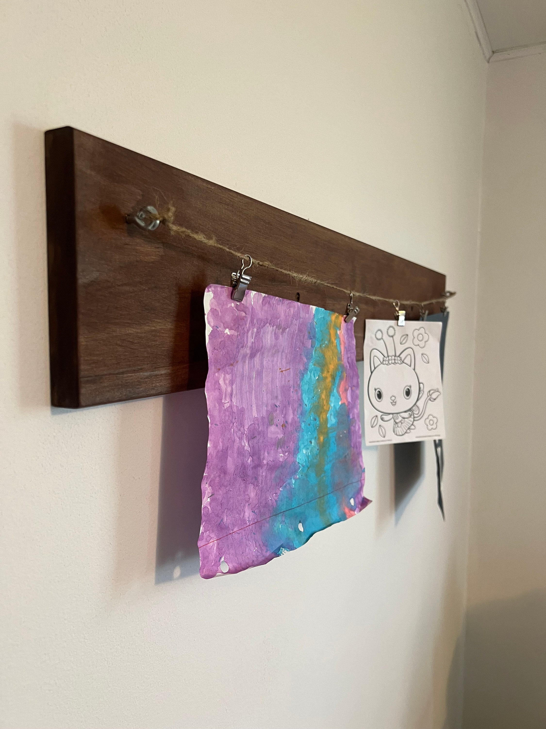 Wood Art Display Board With Clips, Kids School Art Display - Etsy
