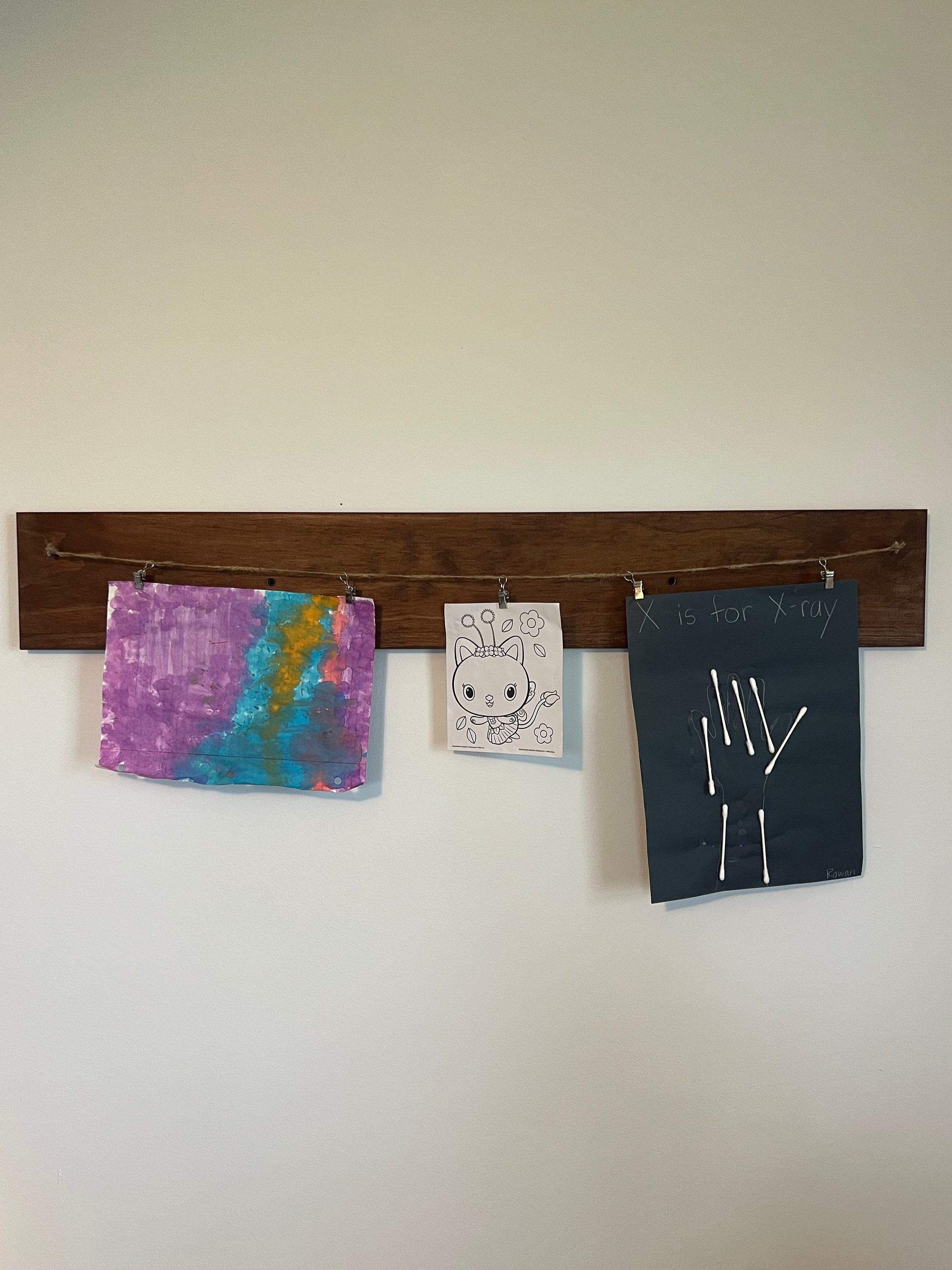 Wood Art Display Board With Clips, Kids School Art Display - Etsy