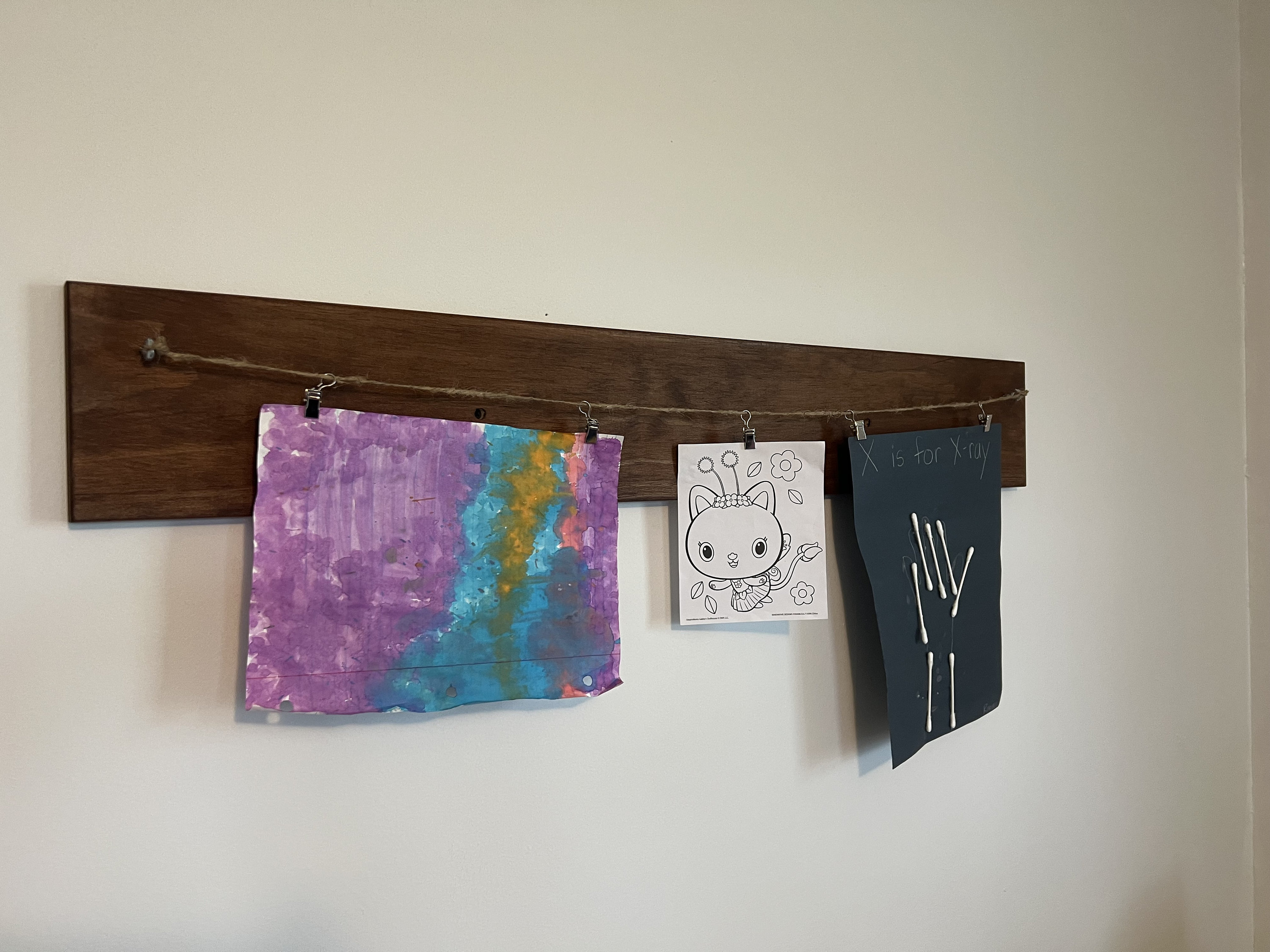 Wood Art Display Board With Clips, Kids School Art Display - Etsy