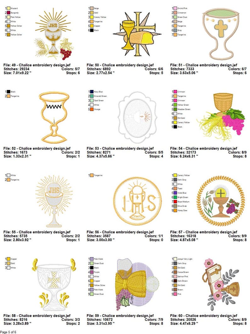 70 Chalice Embroidery Designs - Eucharist & Communion - Catholic ...