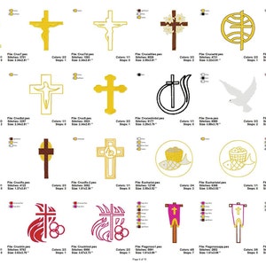 120 Designs, Cross Embroidery Designs, Religious Symbol Designs for ...