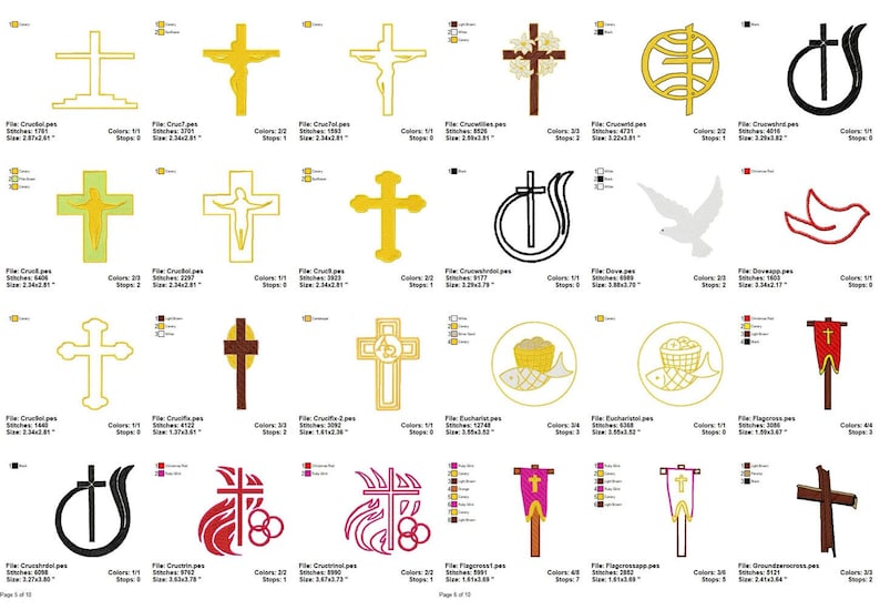120 Designs Cross Embroidery Designs Religious Symbol - Etsy