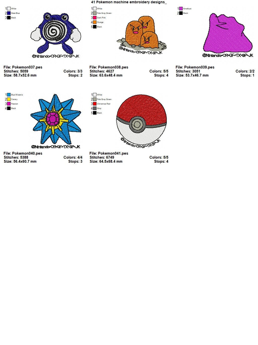 41 Pokemon Machine Embroidery Designs INSTANT DOWNLOAD - Etsy Australia