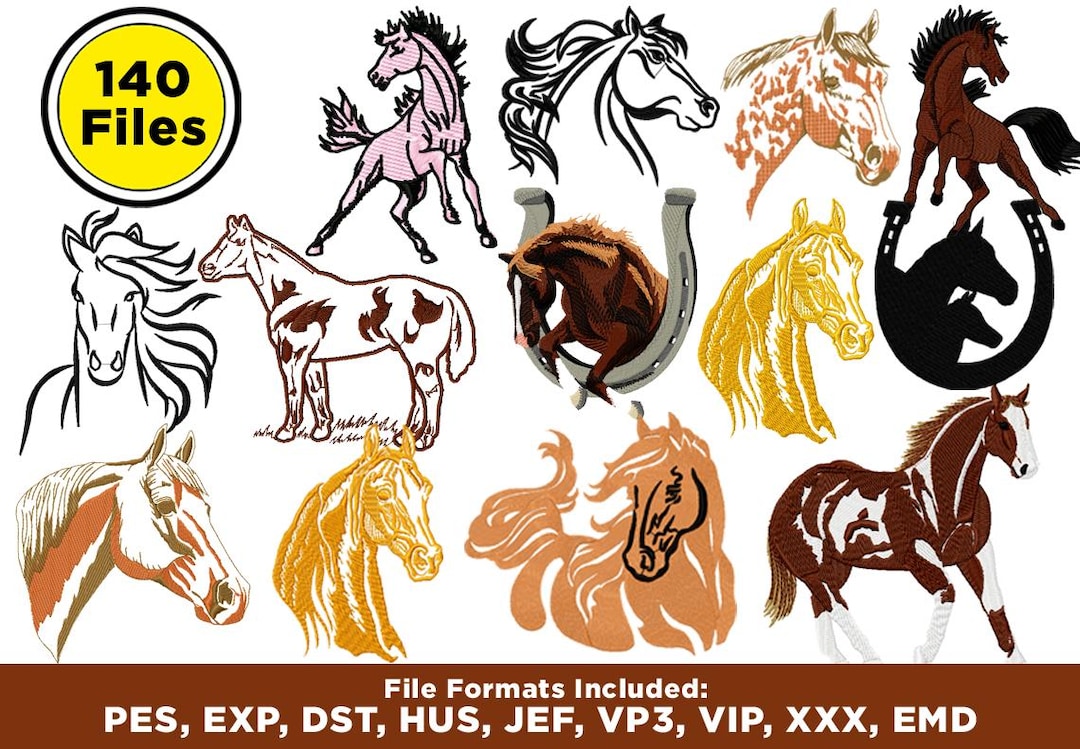 140 Horse Embroidery Designs, Horses Embroidery Designs Bundle ...