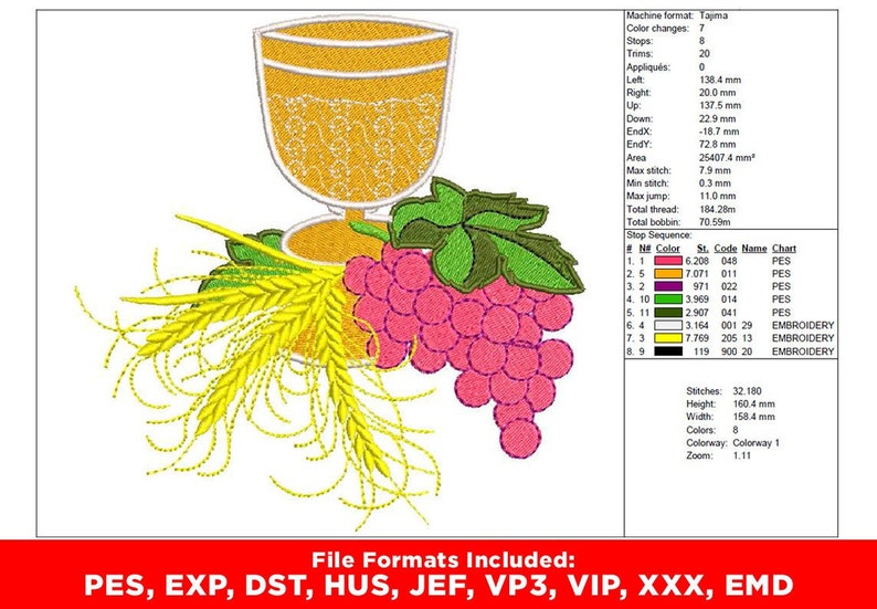 Chalice Embroidery Designs - 6 Designs - Catholic Embroidery File ...