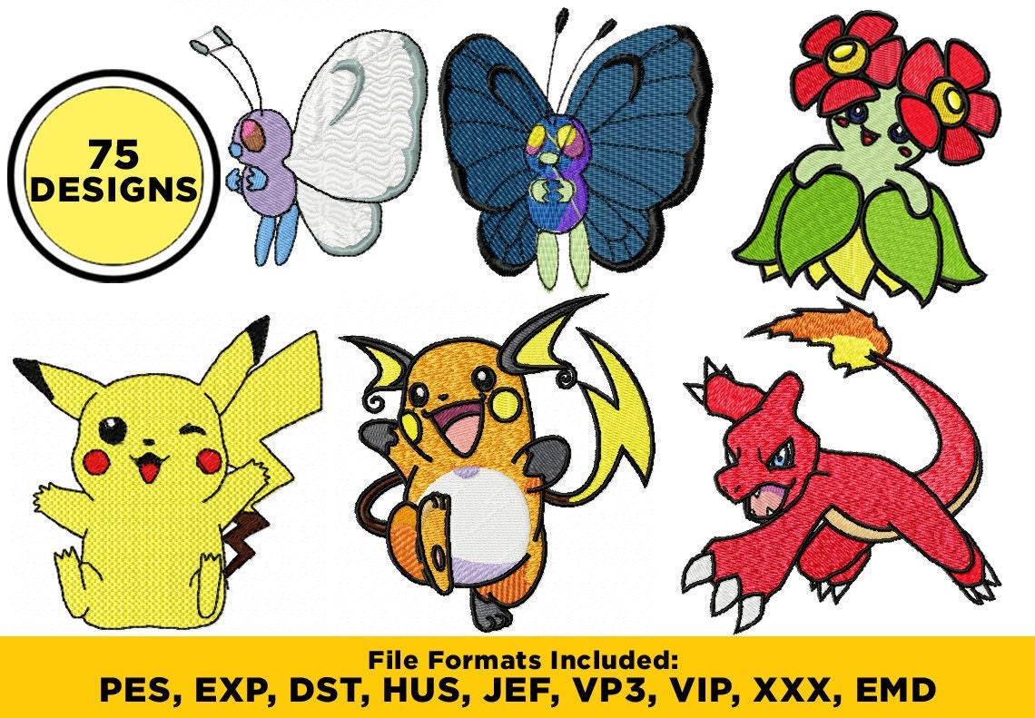 Pokemon Machine Embroidery Designs 75 Designs Instant - Etsy