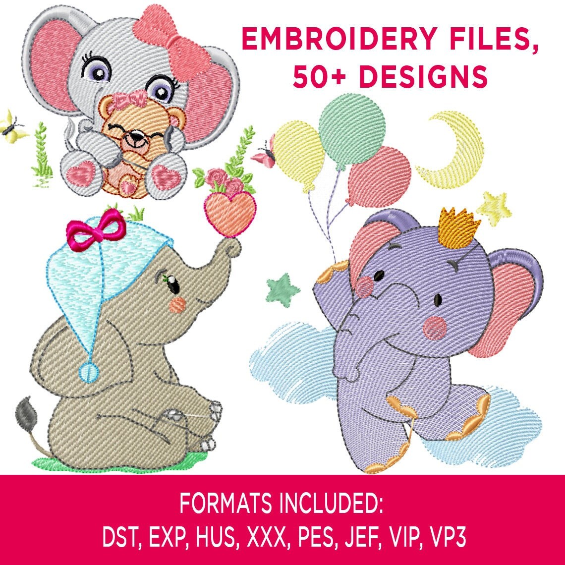 Embroidery Files 50 Designs Elephants Embroidery Design - Etsy