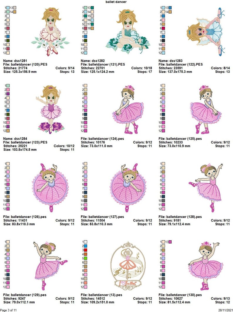 130 Beautiful Ballerina Embroidery Designs, Ballet Embroidery Pattern ...