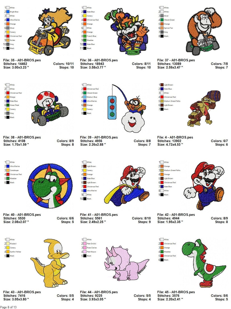 150 Embroidery Super Mario Embroidery Patterns Embroidery - Etsy
