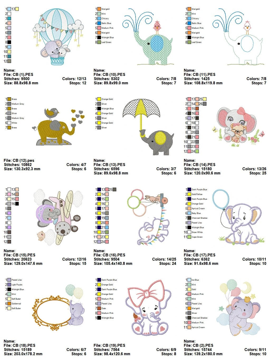 Embroidery Files 50 Designs Elephants Embroidery Design - Etsy