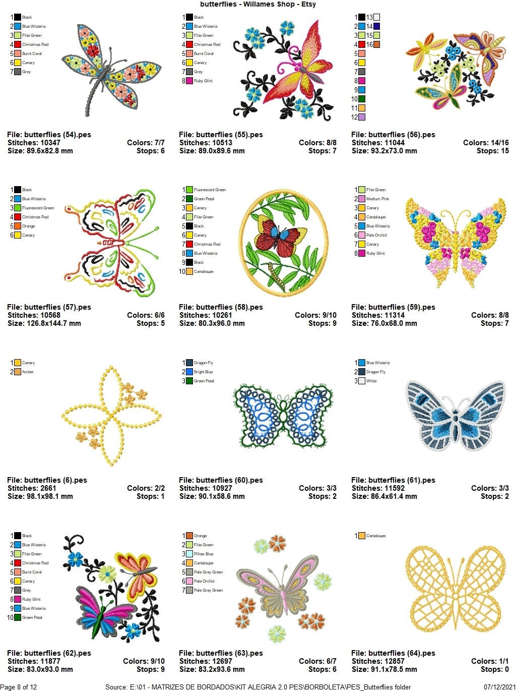 134 Butterfly Embroidery Machine Designs Bundle Set Designs - Etsy