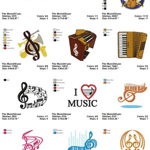 50 Embroidery Designs, Music Embroidery, Instrument Design, Saxophone ...