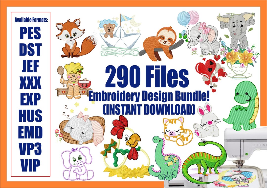 290+ Files Embroidery Design Bundle, Cute Embroidery, Kids Embroidery ...