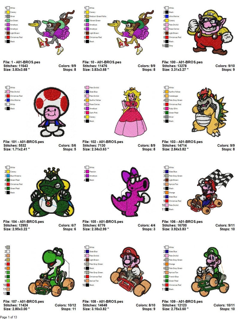 150 Embroidery Super Mario Embroidery Patterns Embroidery - Etsy