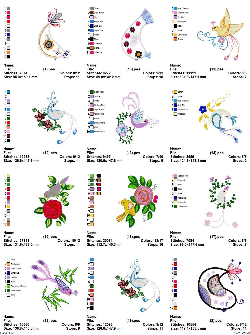 56 Birds Machine Embroidery Designs INSTANT DOWNLOAD - Etsy