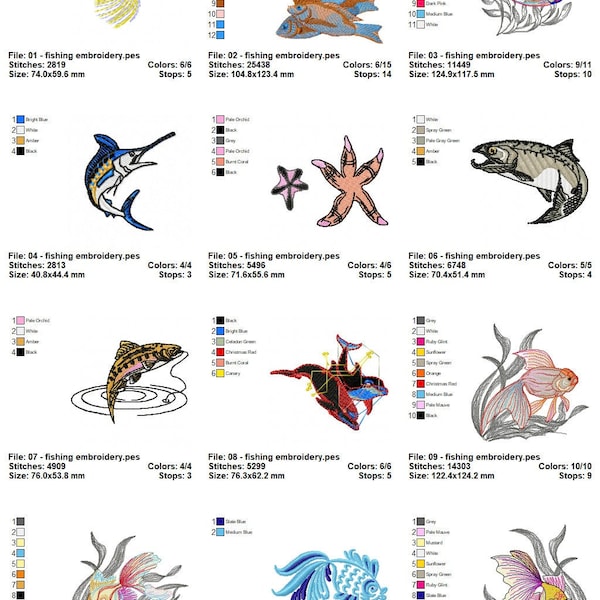 Fishing Embroidery - Etsy