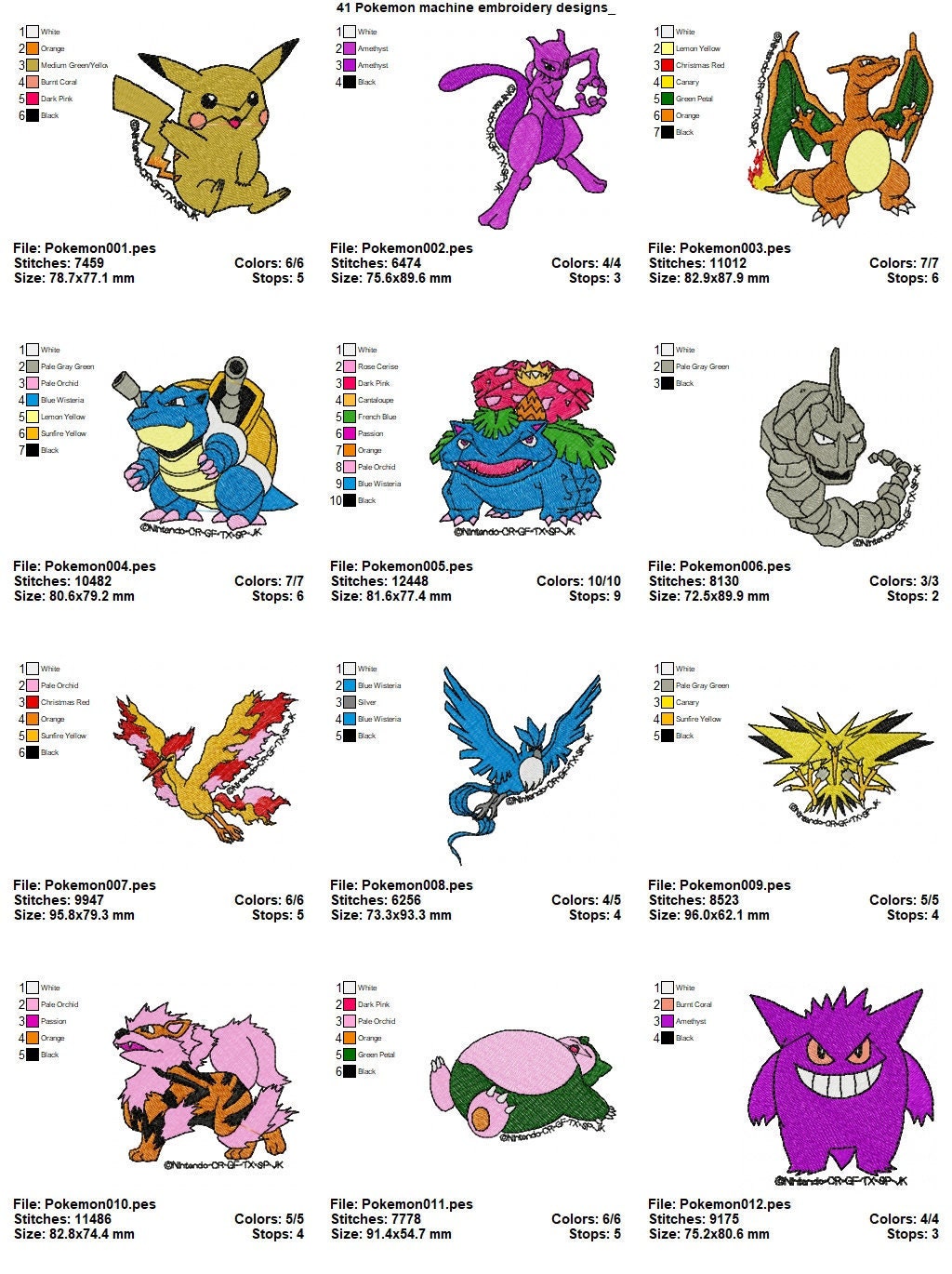 41 Pokemon Machine Embroidery Designs INSTANT DOWNLOAD - Etsy Canada