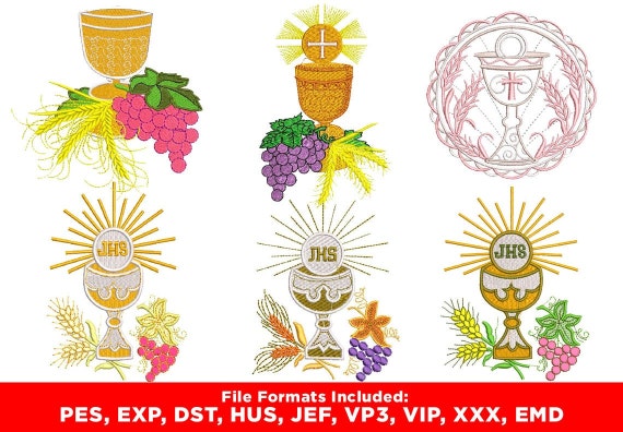Chalice Embroidery Designs 6 Designs Catholic Embroidery - Etsy