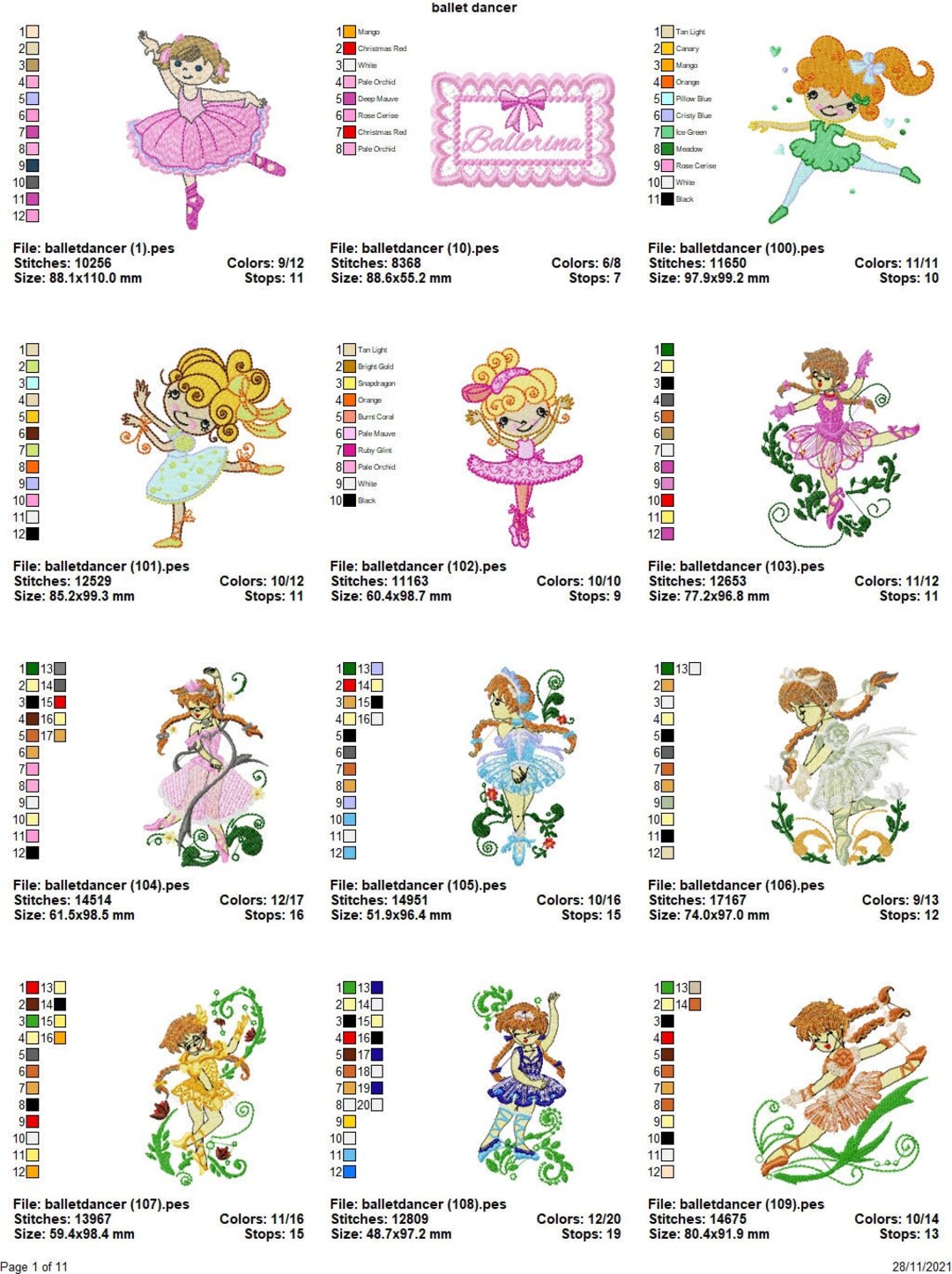 130 Beautiful Ballerina Embroidery Designs, Ballet Embroidery Pattern ...