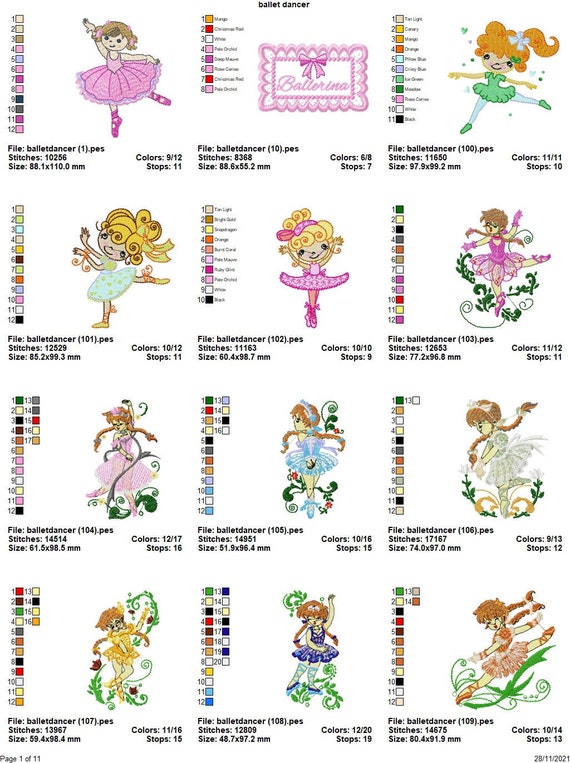 130 Beautiful Ballerina Embroidery Designs Ballet Embroidery - Etsy