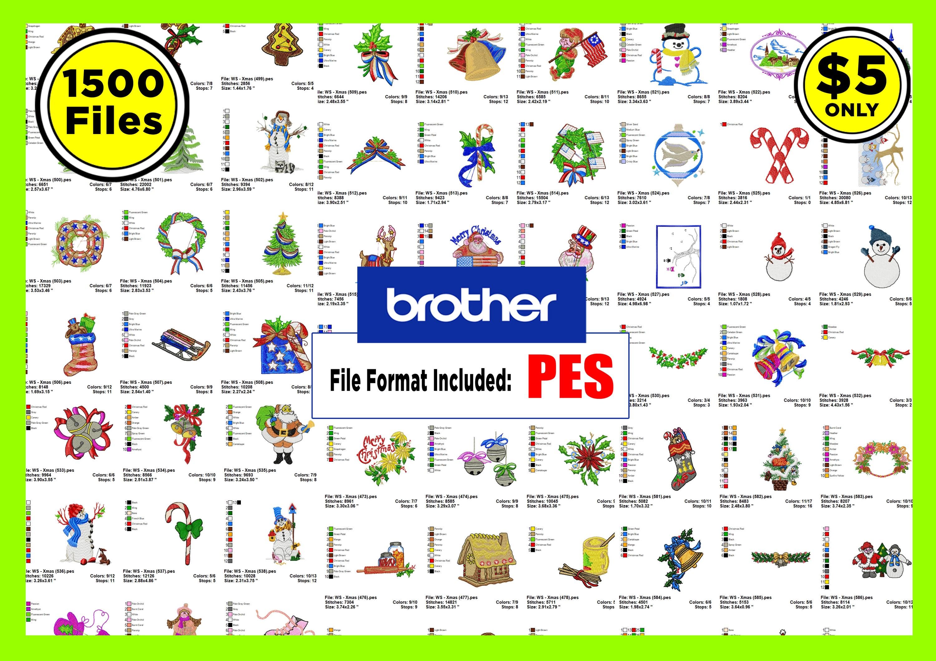 BROTHER PES - 1500 Embroidery Files Collection - Christmas Embroidery ...