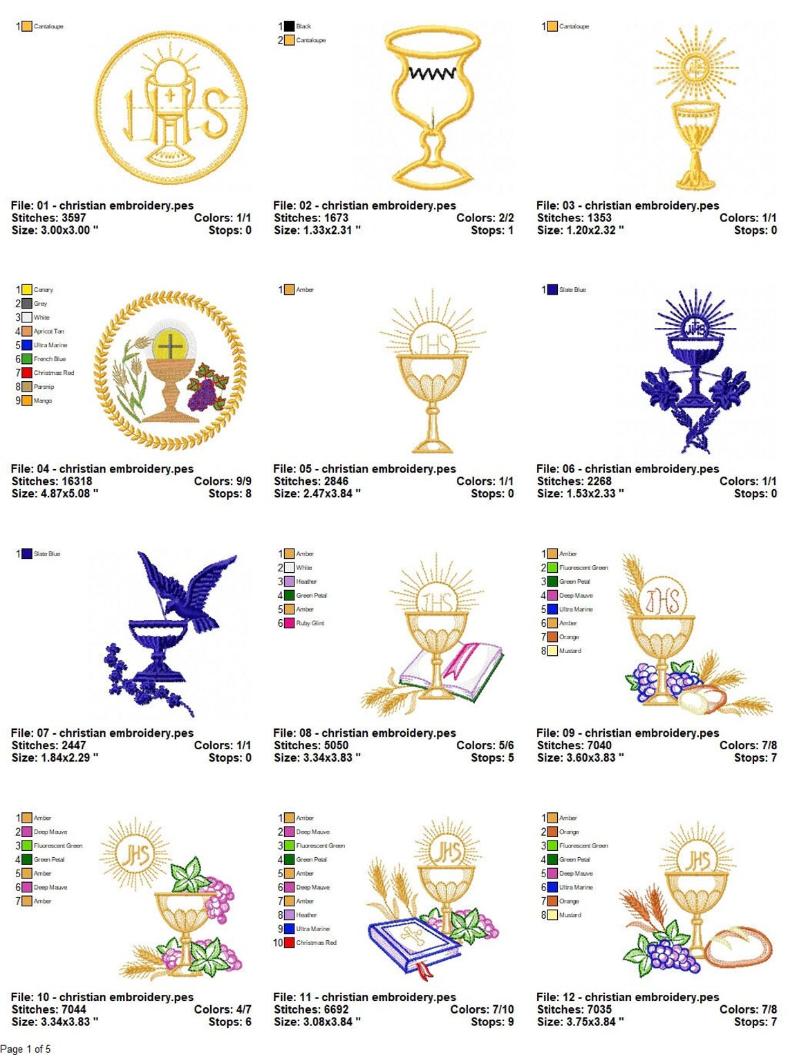 Embroidery Designs Bundle, 54 Religious Embroidery, Bible Embroidery ...