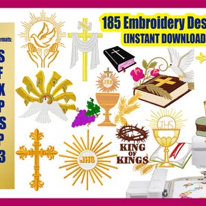 185 Religious Embroidery Designs Bundle, Embroidery Patterns, Bible ...