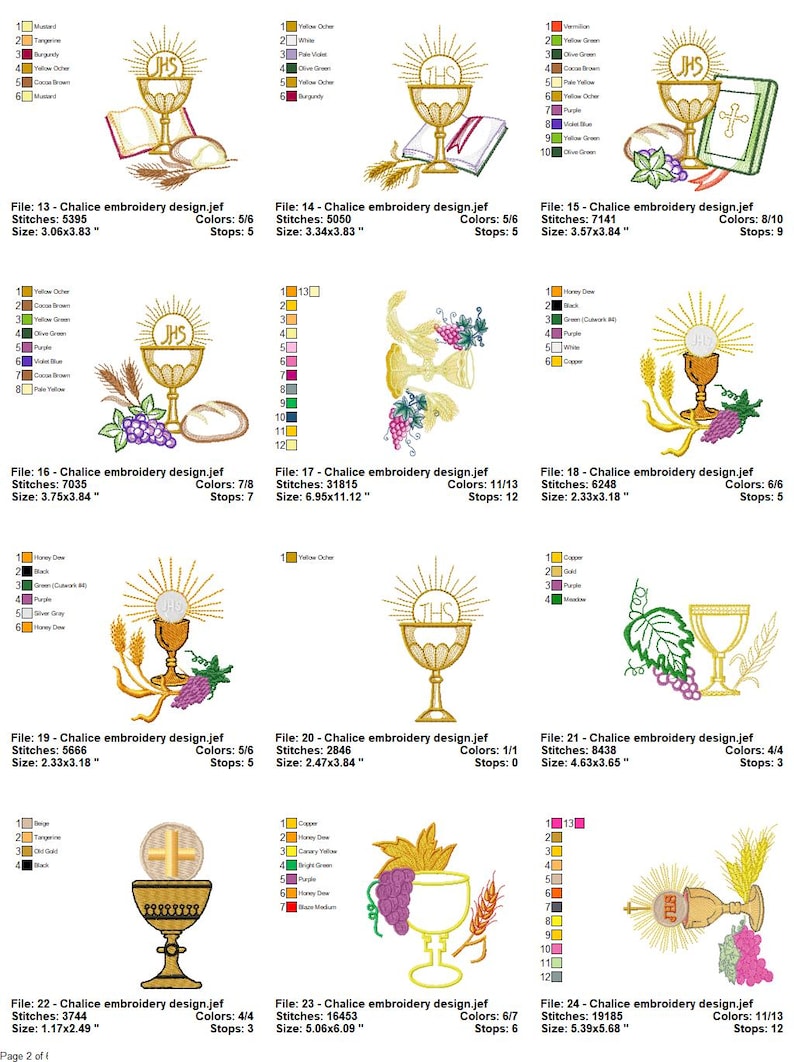 70 Chalice Embroidery Designs - Eucharist & Communion - Catholic ...