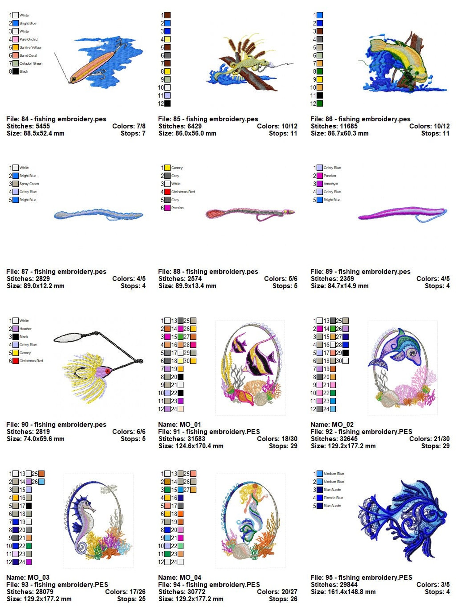 94 Fishing Embroidery Designs - Fish Hook Embroidery- Fisherman ...