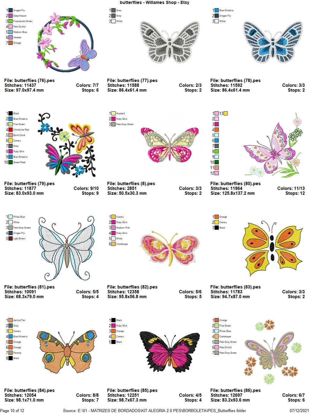 134 Butterfly Embroidery Machine Designs Bundle Set Designs - Etsy