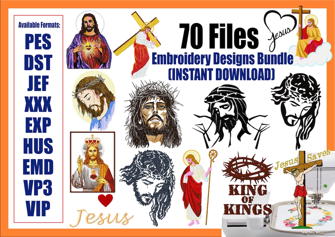 70 Embroidery Files, Face of Christ, Sacred Heart, Religious Designs ...