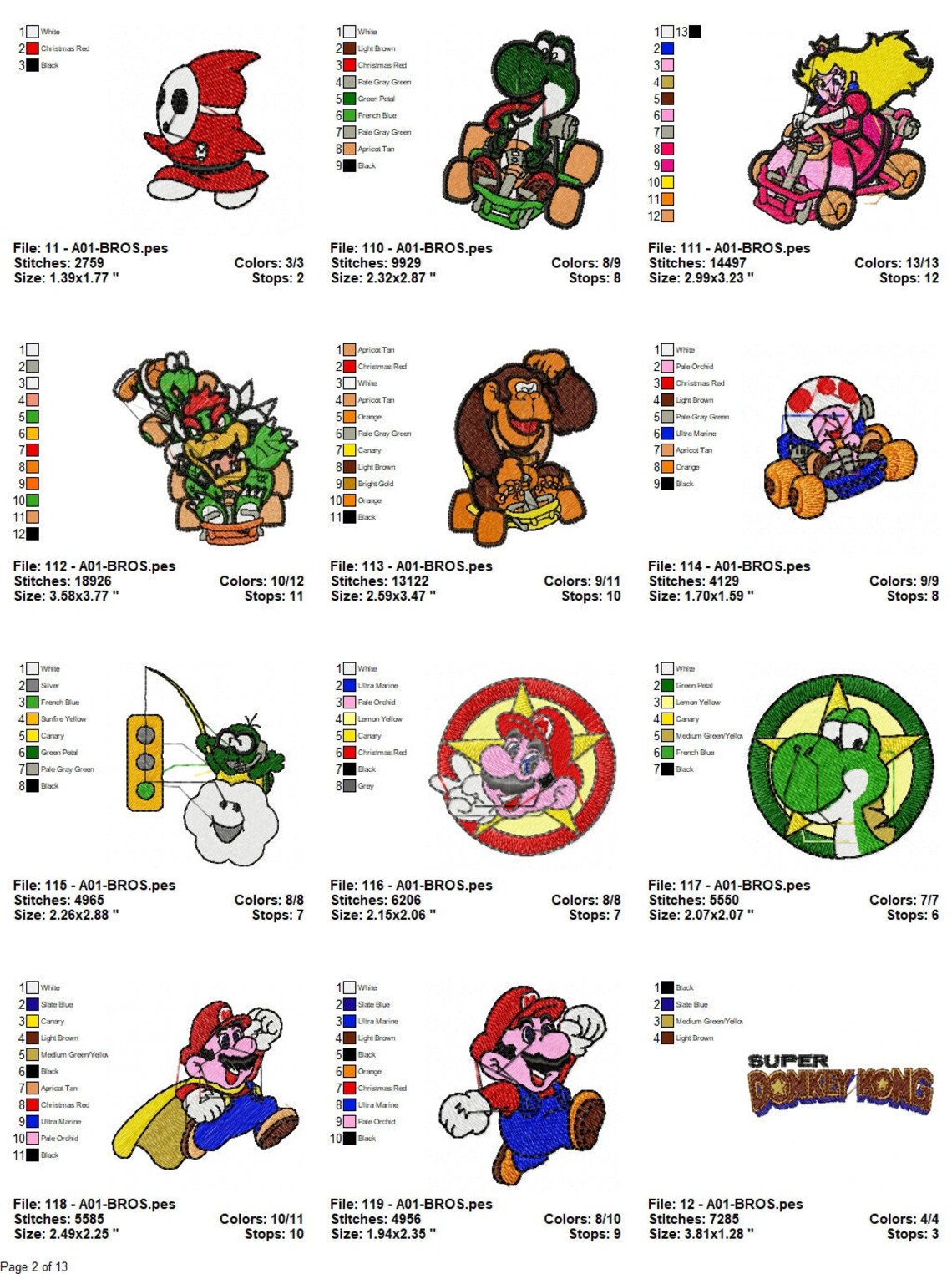150 Embroidery Super Mario Embroidery Patterns Embroidery - Etsy