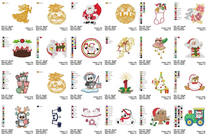 230 Christmas Embroidery Designs Bundle, Xmas Merry Chrismas, Includes ...