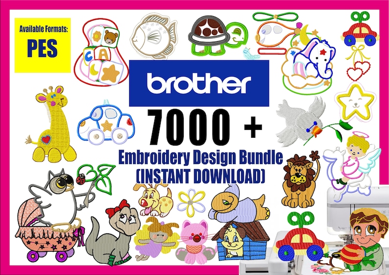 Mega Bundle Embroidery Designs for Brother 7000 Files, PES Designs ...