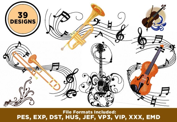 39 Designs Musical Instrument Collection Notes Machine - Etsy