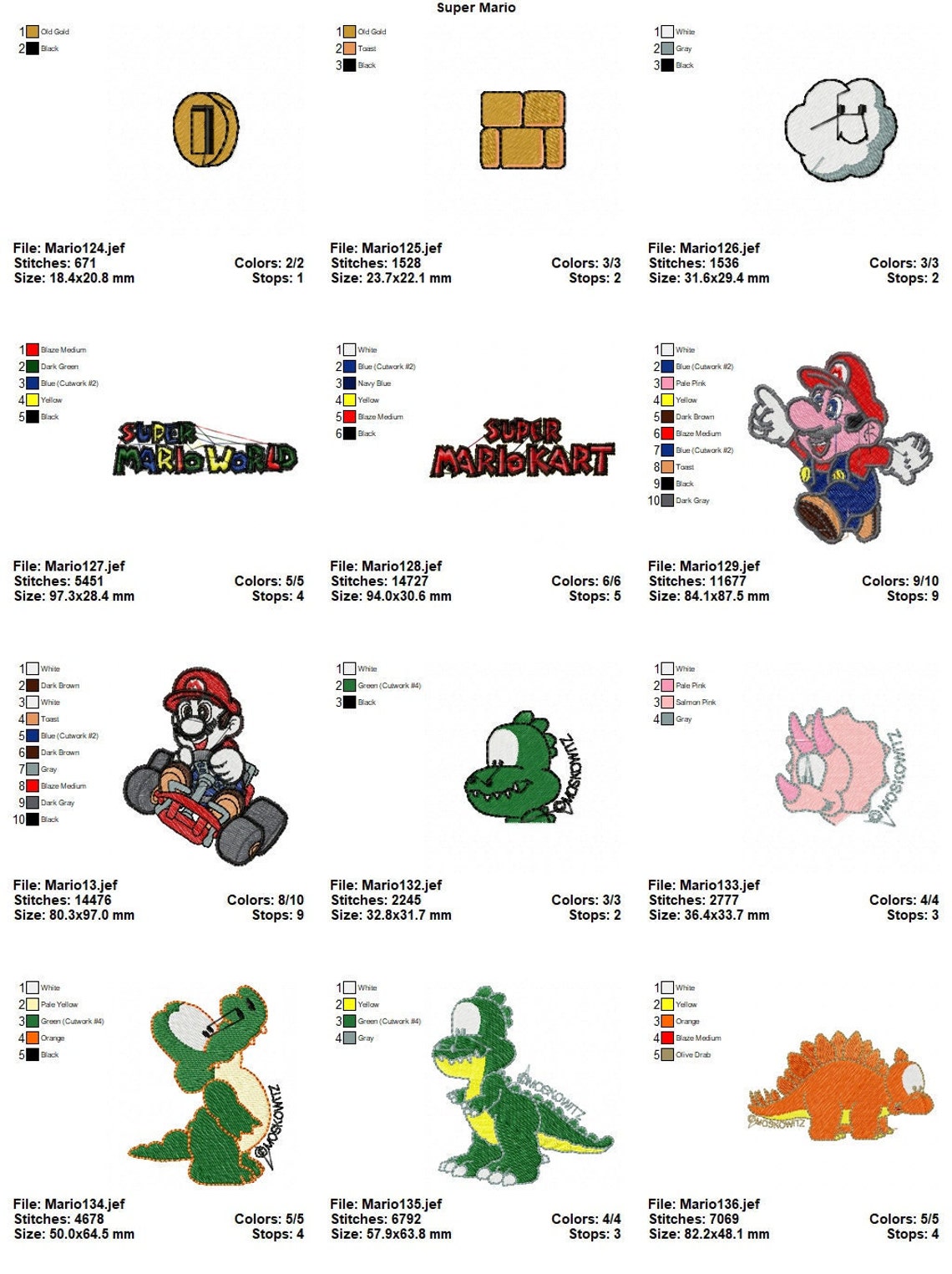 135 Designs Super Mario Machine Embroidery Designs Mario | Etsy