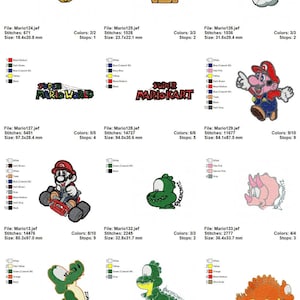 135 Designs, Super Mario Machine Embroidery Designs, Mario Embroidery ...