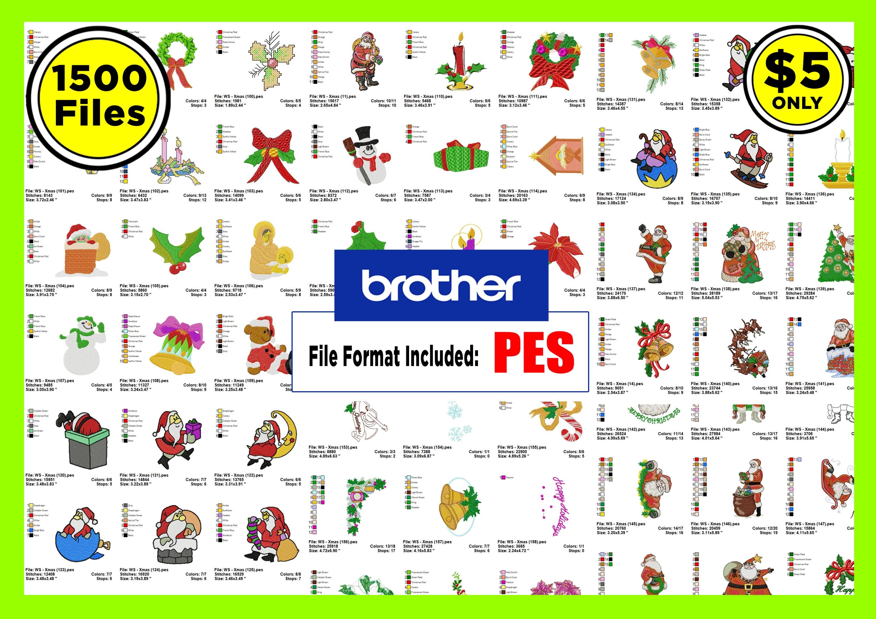 BROTHER PES - 1500 Embroidery Files Collection - Christmas Embroidery ...