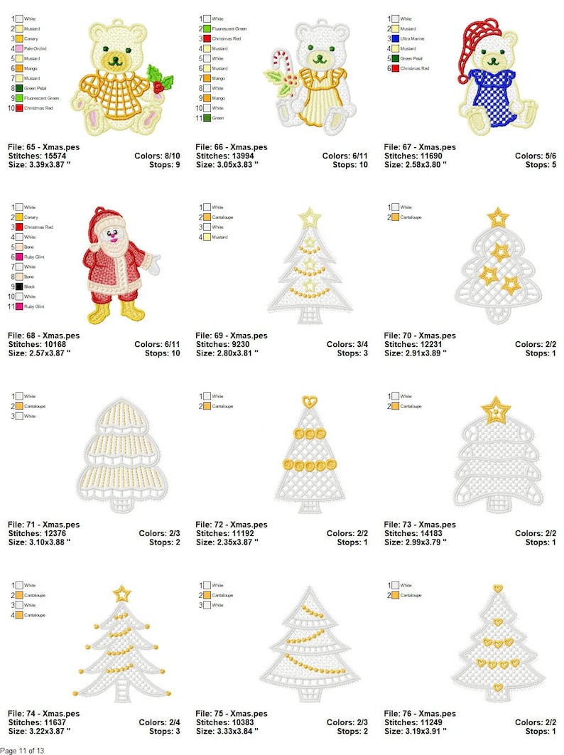 150 Christmas Designs for Embroidery Machine Christmas - Etsy