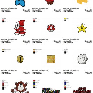 150 Embroidery Super Mario, Embroidery Patterns, Embroidery Design for ...