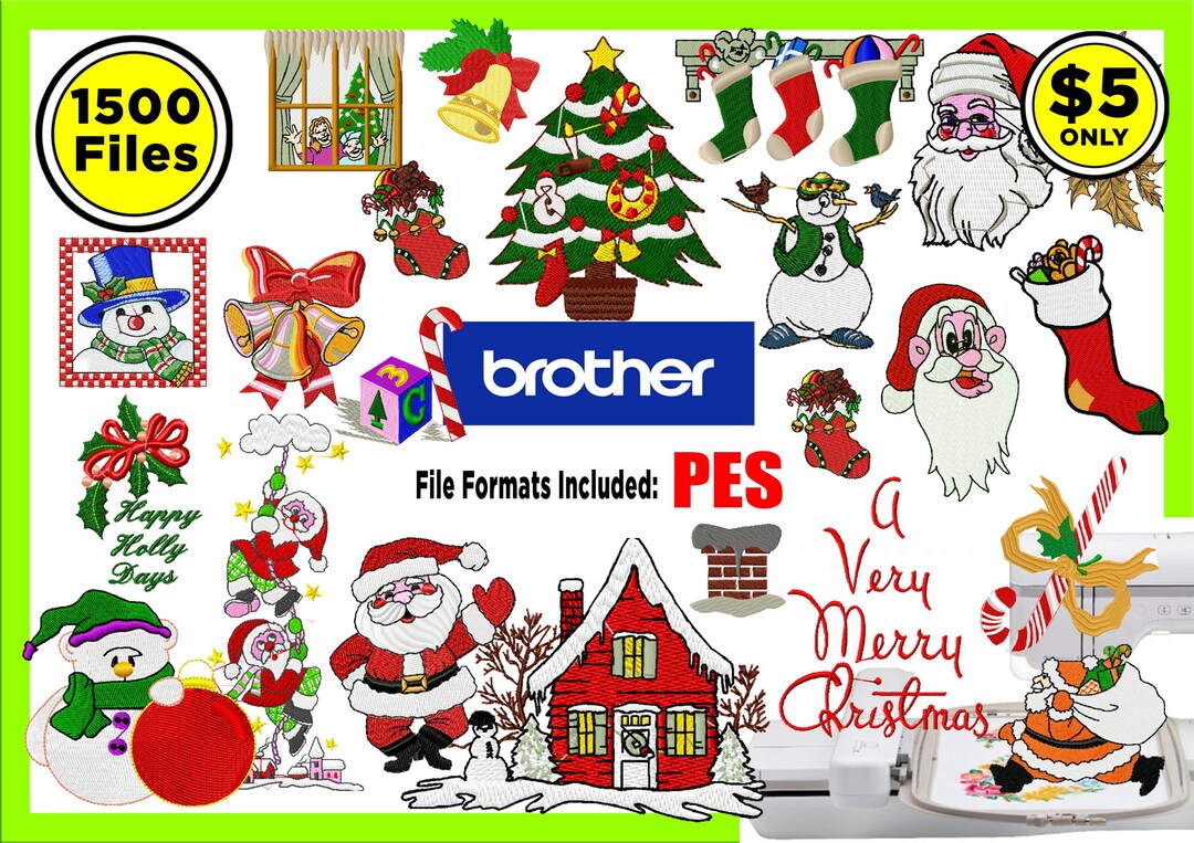 BROTHER PES - 1500 Embroidery Files Collection - Christmas Embroidery ...