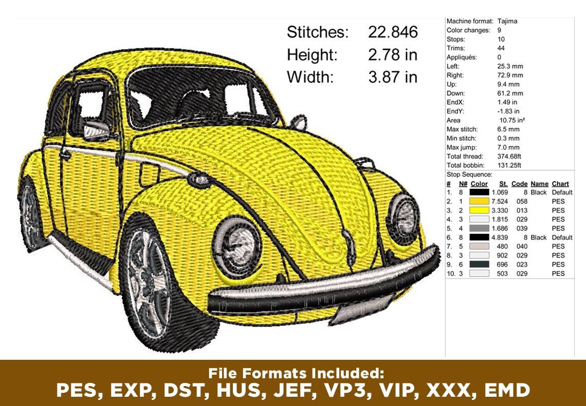 3 Embroidery Designs Volkswagen Car Embroidery Designs - Etsy