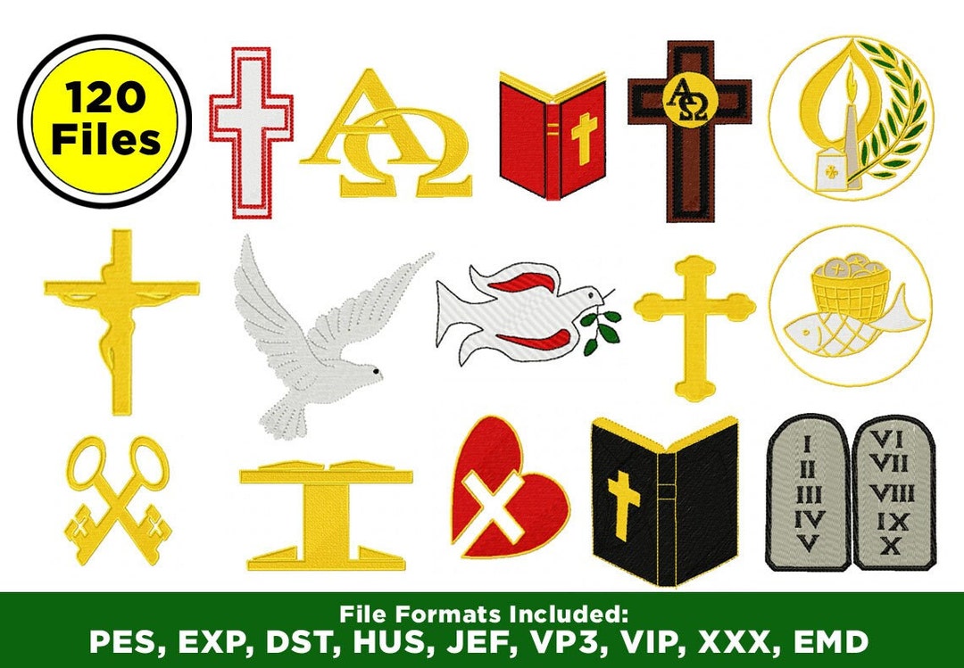 120 Designs, Cross Embroidery Designs, Religious Symbol Designs for ...